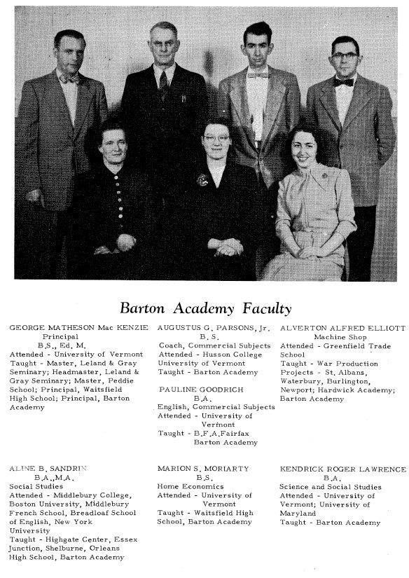 NEKG - Barton Academy - 1953 - Barton, Orleans, Vermont
