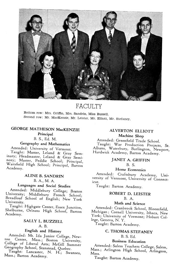 NEKG - Barton Academy - 1956 - Barton, Orleans, Vermont